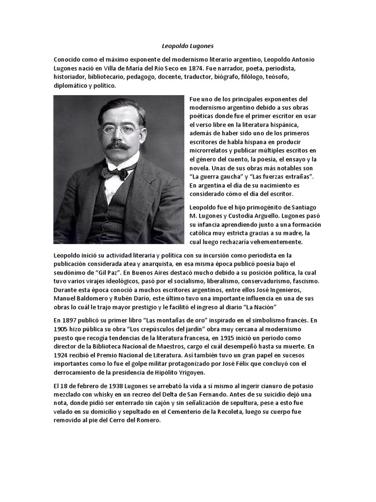Biografía de Leopoldo Lugones | PDF