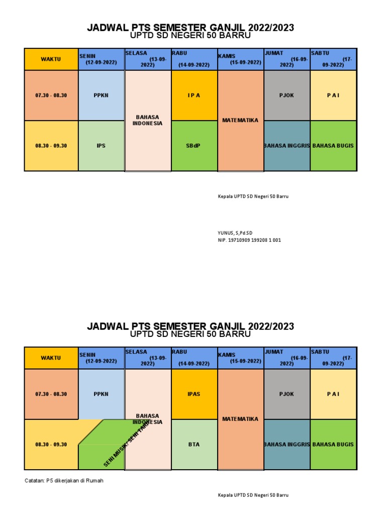 Jadwal PTS | PDF