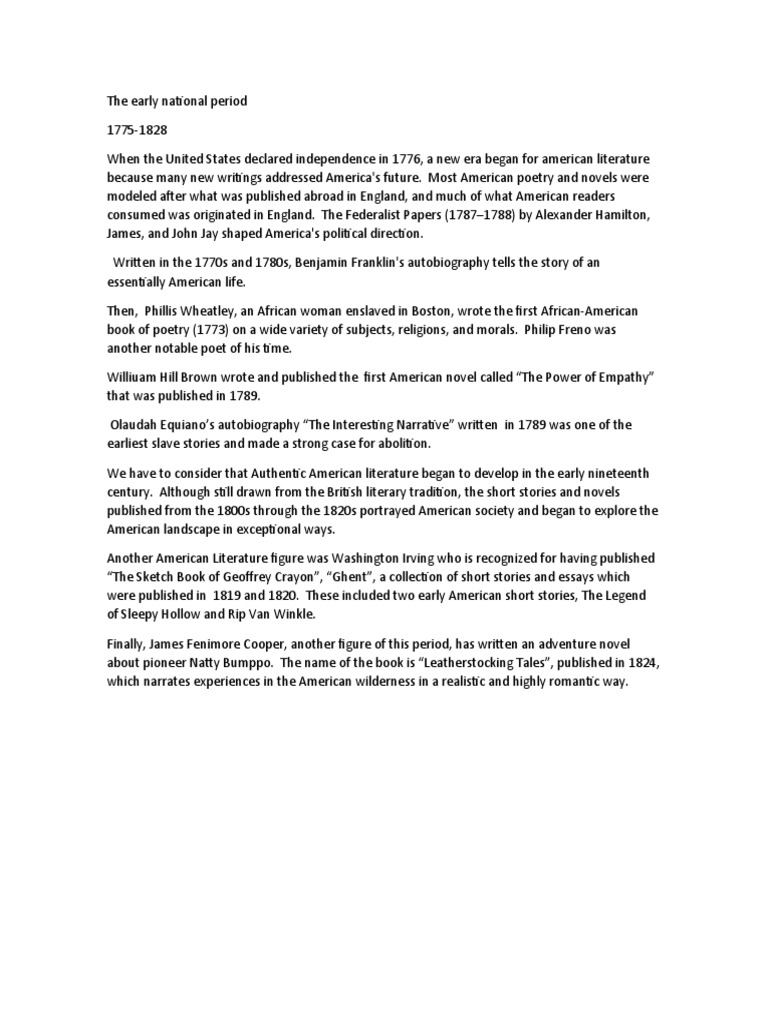 Early American Literature Overview | PDF