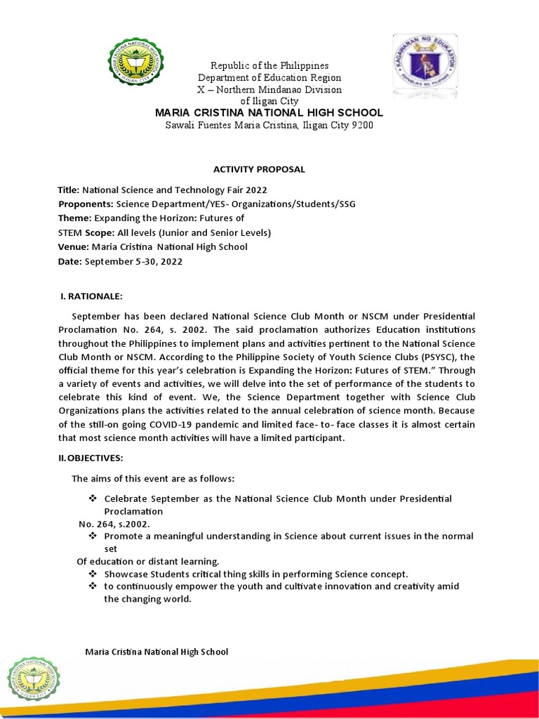 Science - Month - 2022 Activity - Proposal | PDF | Science