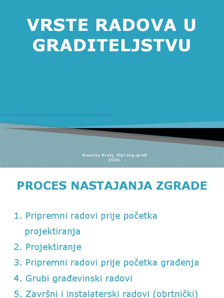 3 Vrste Radova U Graditeljstvu | PDF