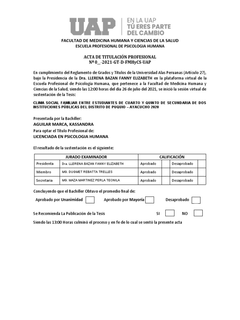 Acta de Sustentacion - Formato | PDF Acta de Sustentacion - Formato | PDF