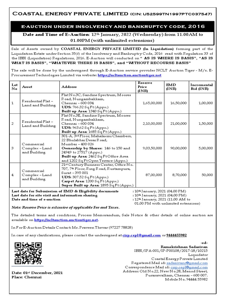 Auction Notice | PDF | Bankruptcy | Auction