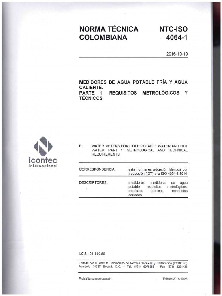 NTC Iso 4064-1 de 2016 | PDF