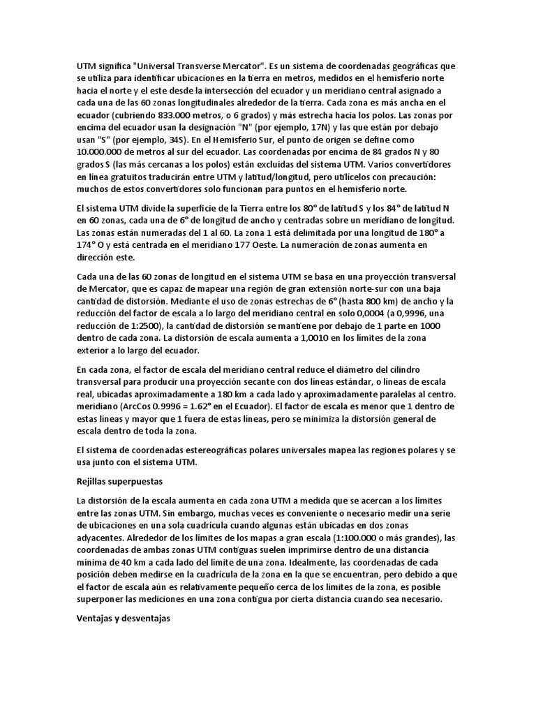 Guía del Sistema de Coordenadas UTM | PDF | Geometría analítica | Metrología