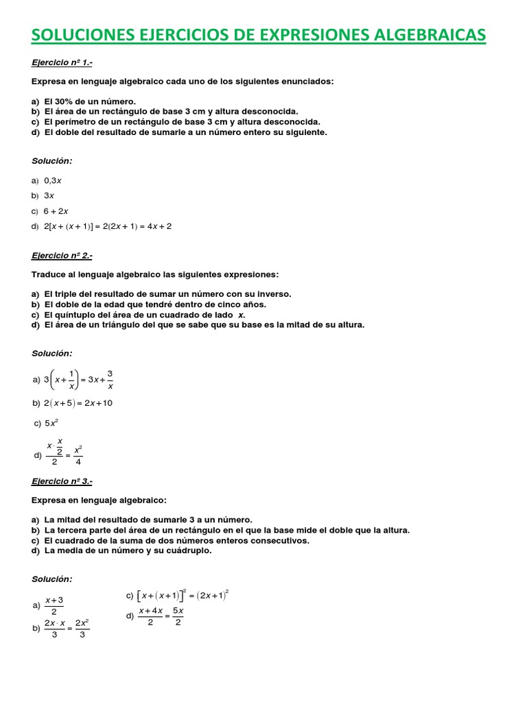 Ejercicios de Expresiones Algebraicas | PDF | Informática