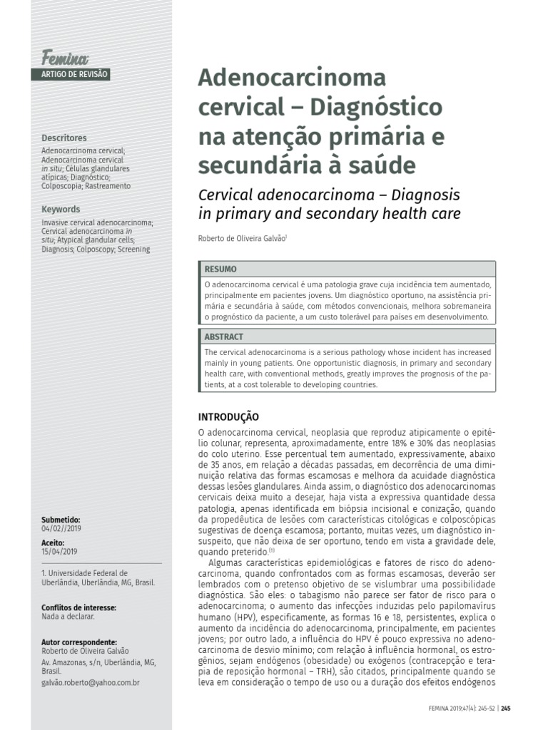 Diagnosing Cervical Adenocarcinoma in Primary and Secondary Health Care ...