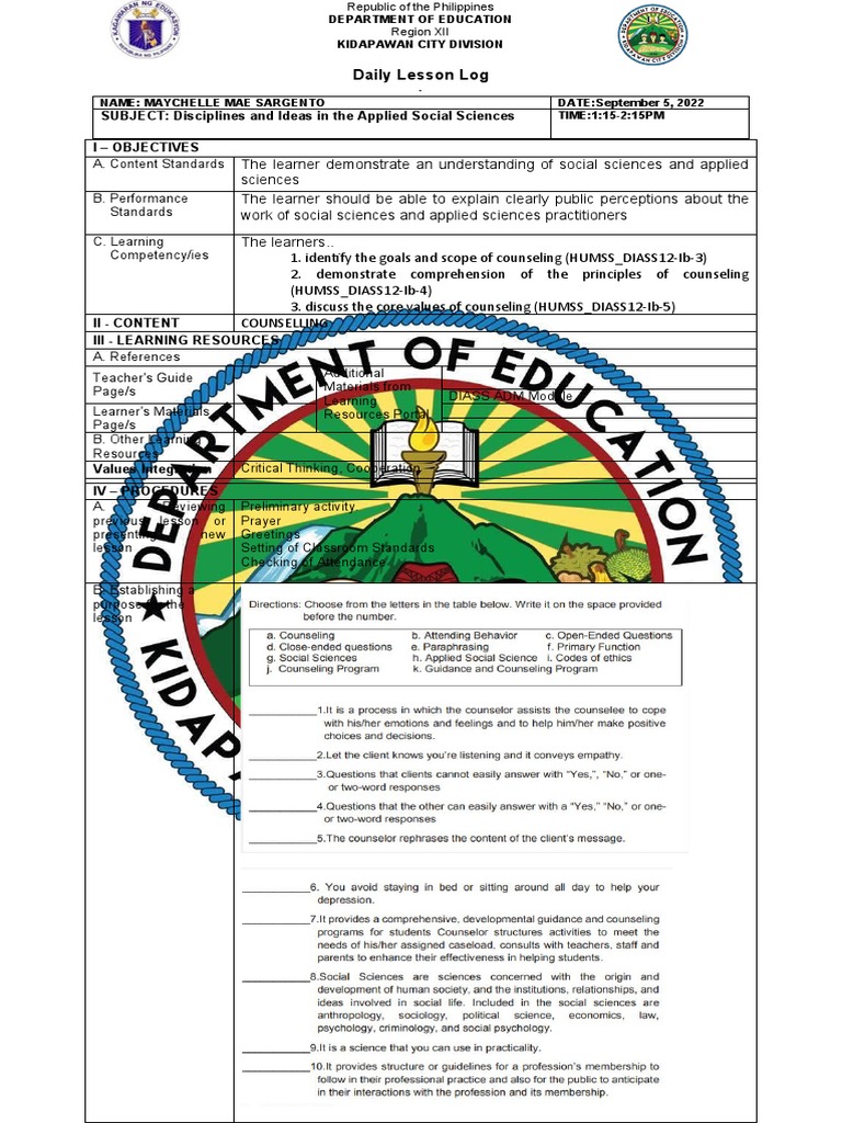 EAPP Lesson Plan Week 1 | PDF | Career & Growth
