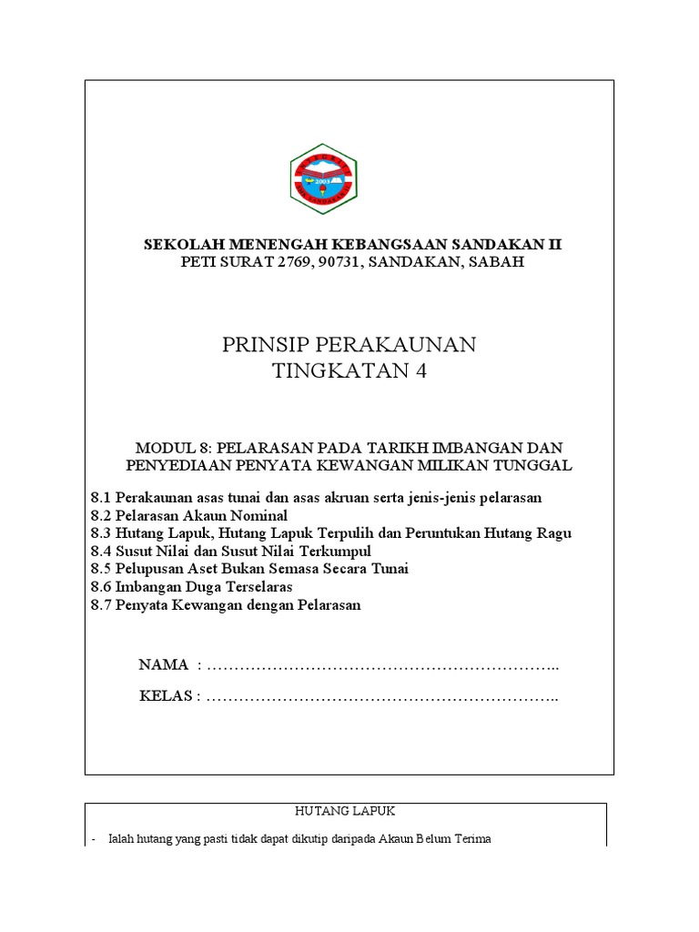 Modul 8.3 Hutang Lapuk Hutang Lapuk Terpulih Peruntukan Hutang Ragu | PDF