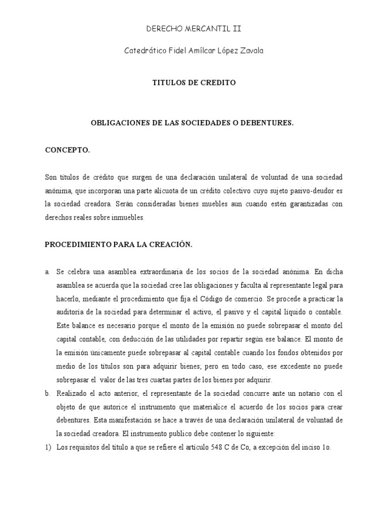 Debentures | Descargar gratis PDF | Contabilidad | Instrumento negociable