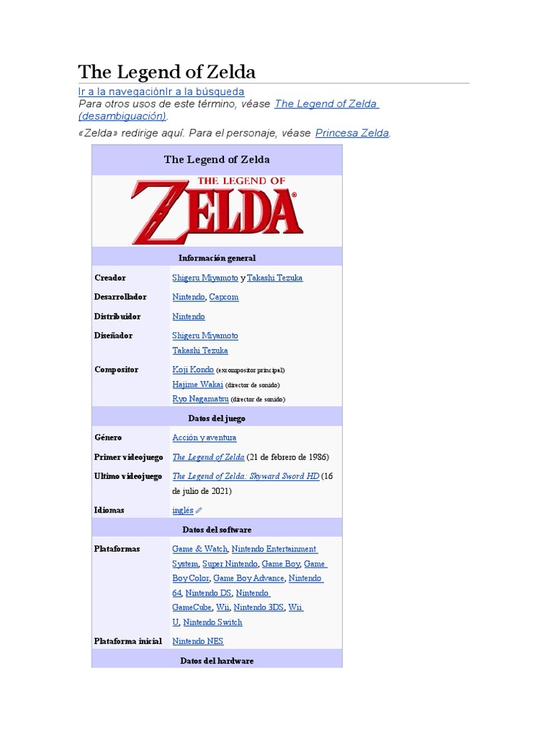 Cronología de The Legend of Zelda | PDF | La leyenda de Zelda | Nintendo