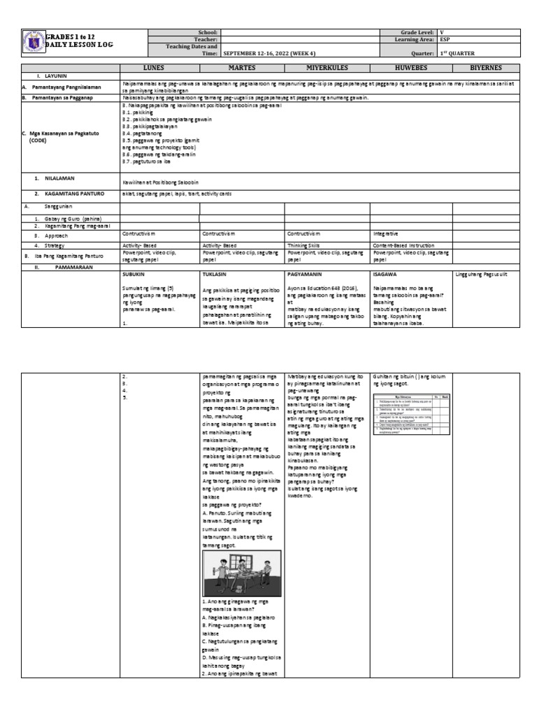 DLL - Esp 5 - Q1 - W4 | PDF