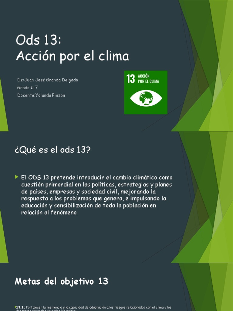 ODS 13: Acción por el Clima y Metas | PDF | Entorno natural | Cambio ...