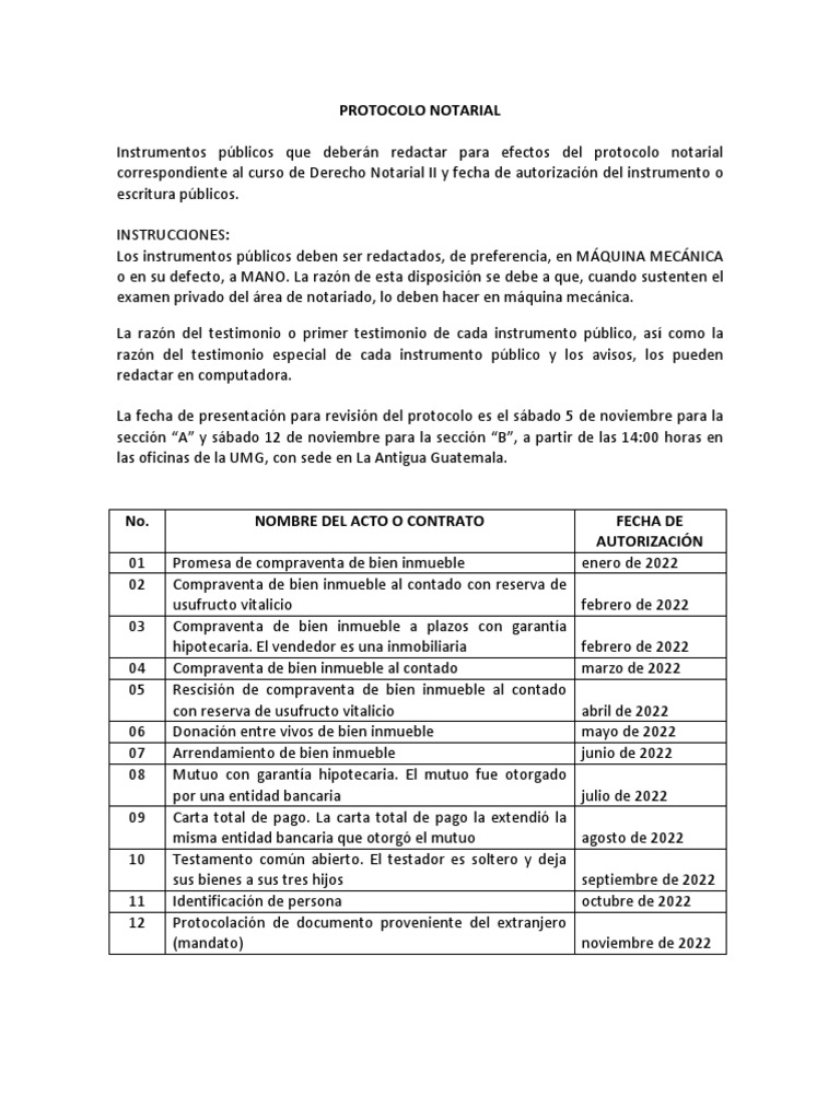 Protocolo Notarial 2022 | PDF | Voluntad y testamento | Derecho privado