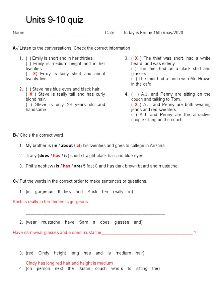 U9 U10 Quiz | PDF