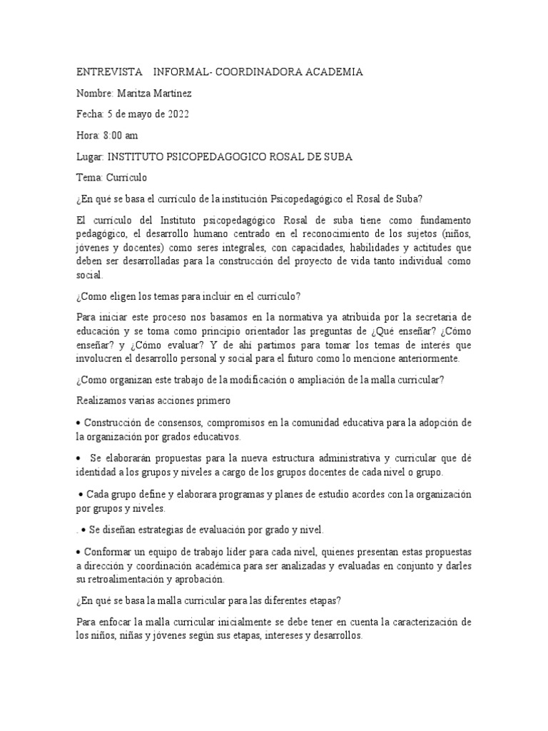 Entrevista Informal | PDF