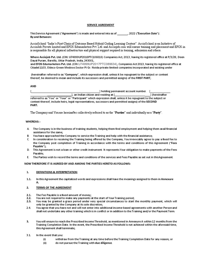 AccioSchool ISA Agreement 2022 | PDF | Legal Remedy | Credit Bureau