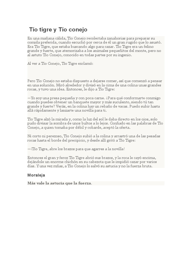 Astucia sobre fuerza: Tío Tigre y Tío Conejo | PDF | Religión y ...