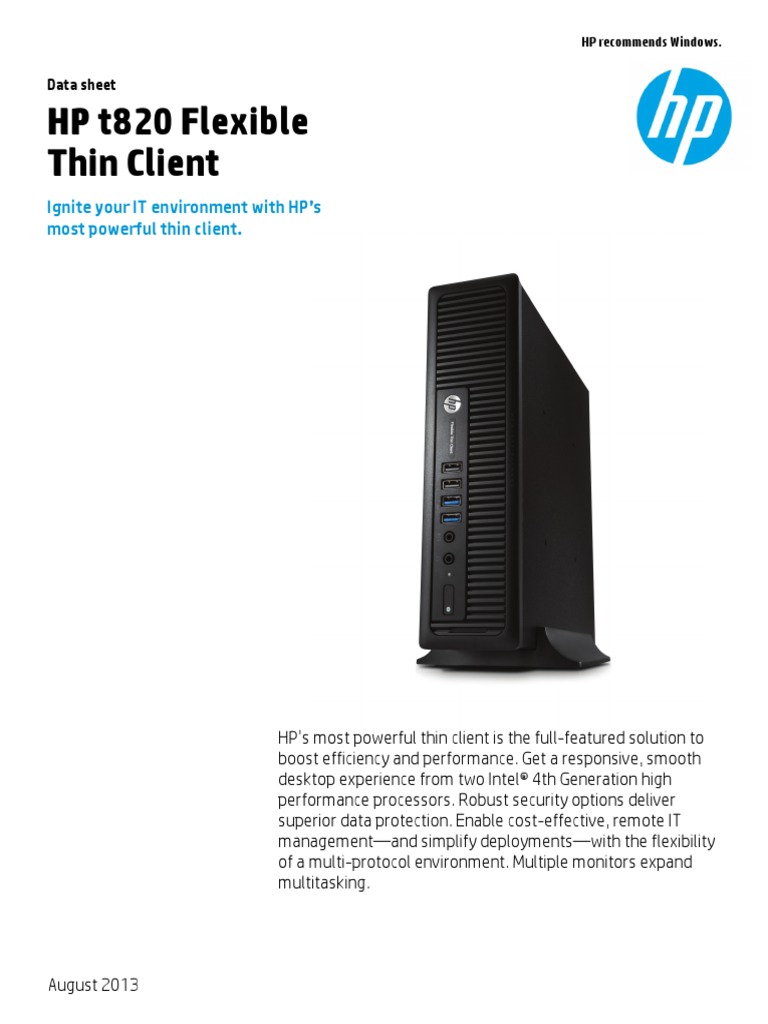 HP - t820 - Data - Sheet-PROCESADOR CORE I5 | PDF | Intel | 64 Bit ...