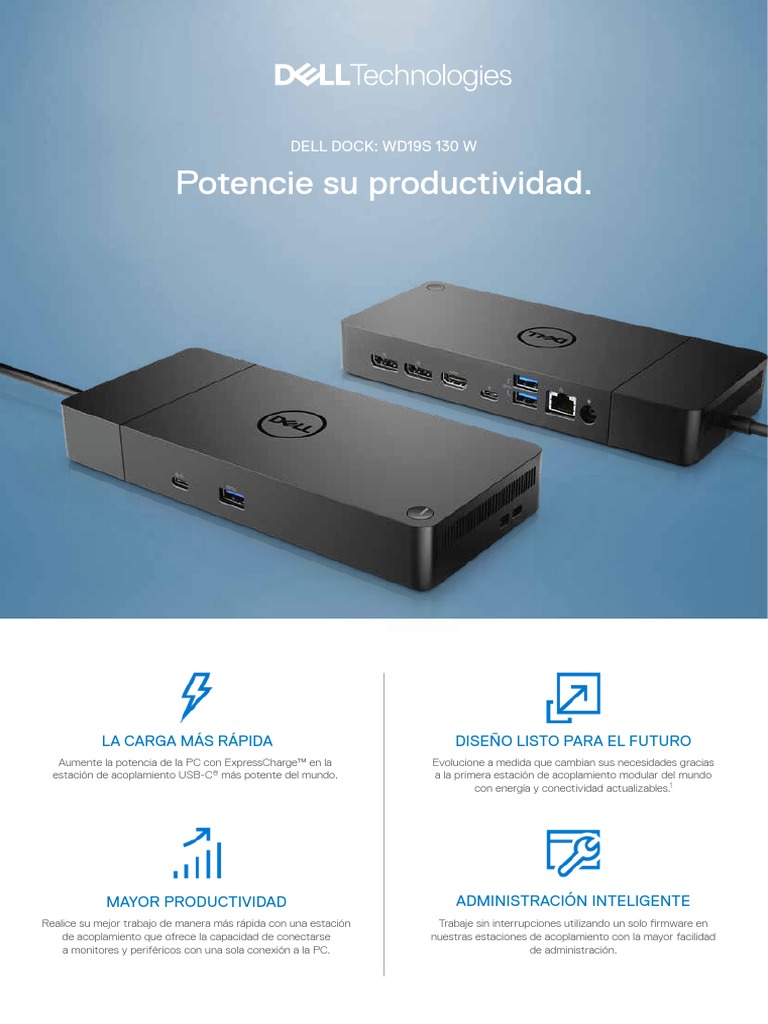Dell Dock wd19s 130w Data Sheet | PDF | Microsoft Windows | Dell