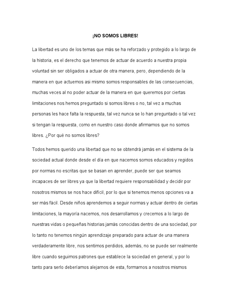 No Somos Libres-Filosofia | PDF | Libertad | Sociedad