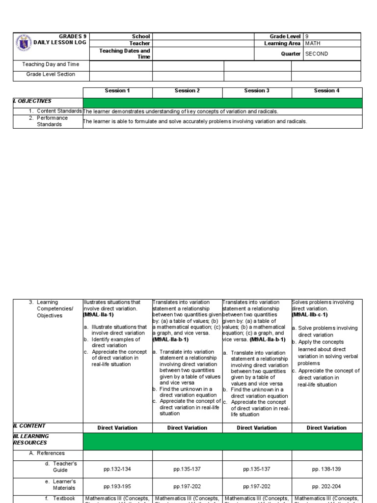 DLL WK 10 LC 171819 | PDF | Equations | Learning