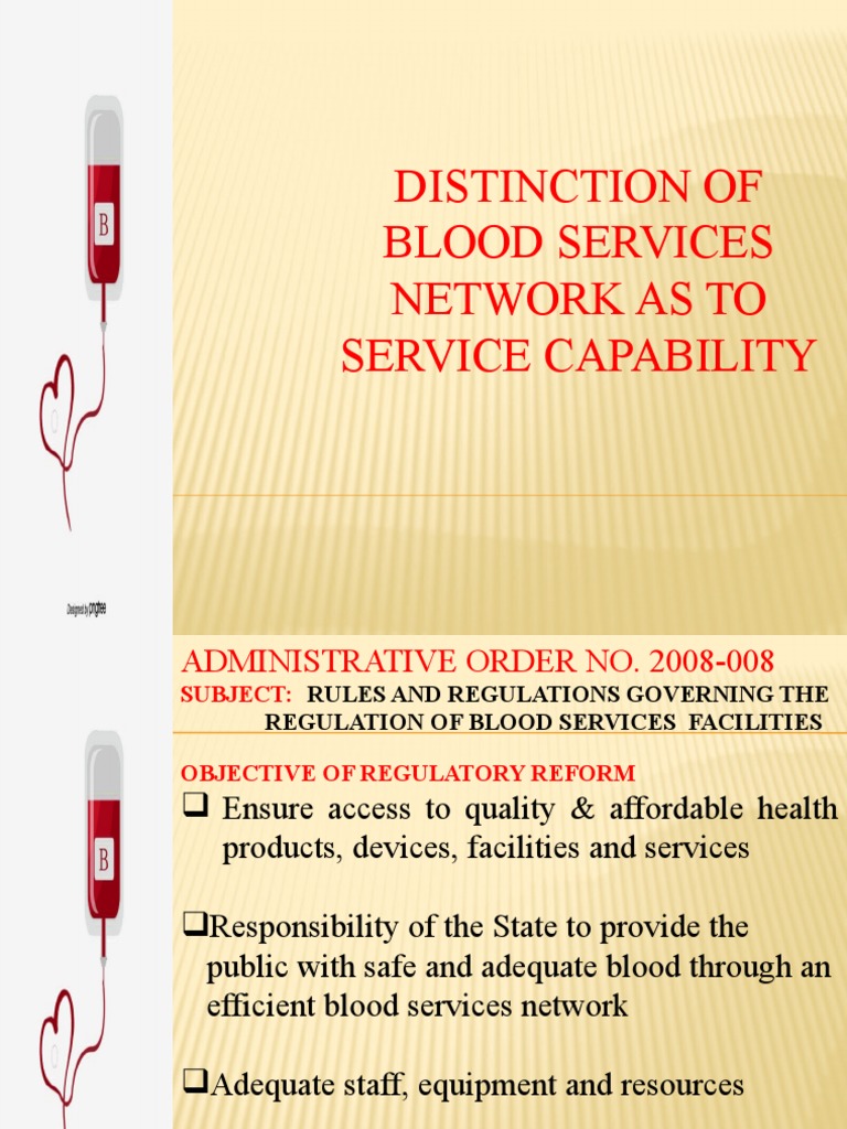 Blood Services Network Regulations Overview | PDF | Blood Donation ...