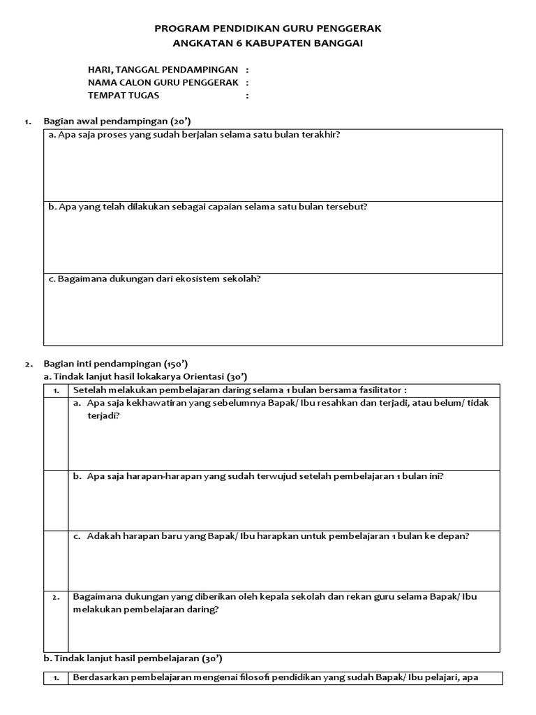 Form Pendampingan Individu (PI-1) | PDF