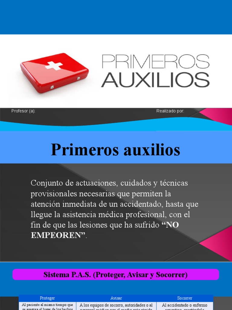 Primeros Auxilios - Presentación | PDF | Reanimación cardiopulmonar | Medicina CLINICA