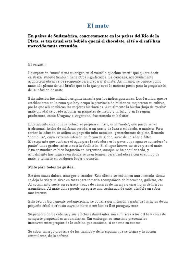 El Mate | PDF | Comida y bebida | Alimentos