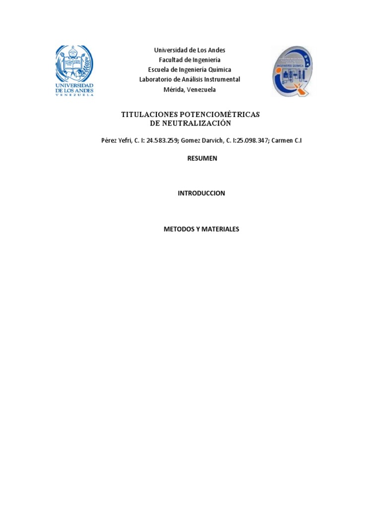 Informe 1 Parte de Yefri Y Darvich | PDF | Valoración | Química