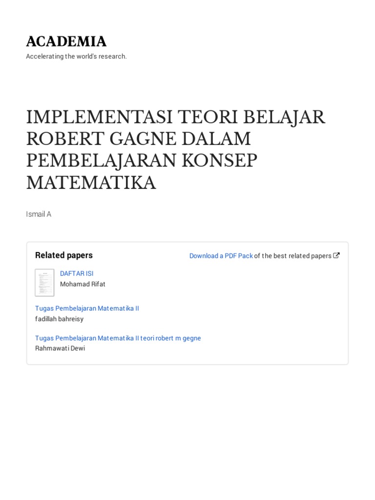 Implementasi Teori Belajar Robert Gagne Dalam Pembelajaran Konsep Matematika-with-cover-page-V2 ...