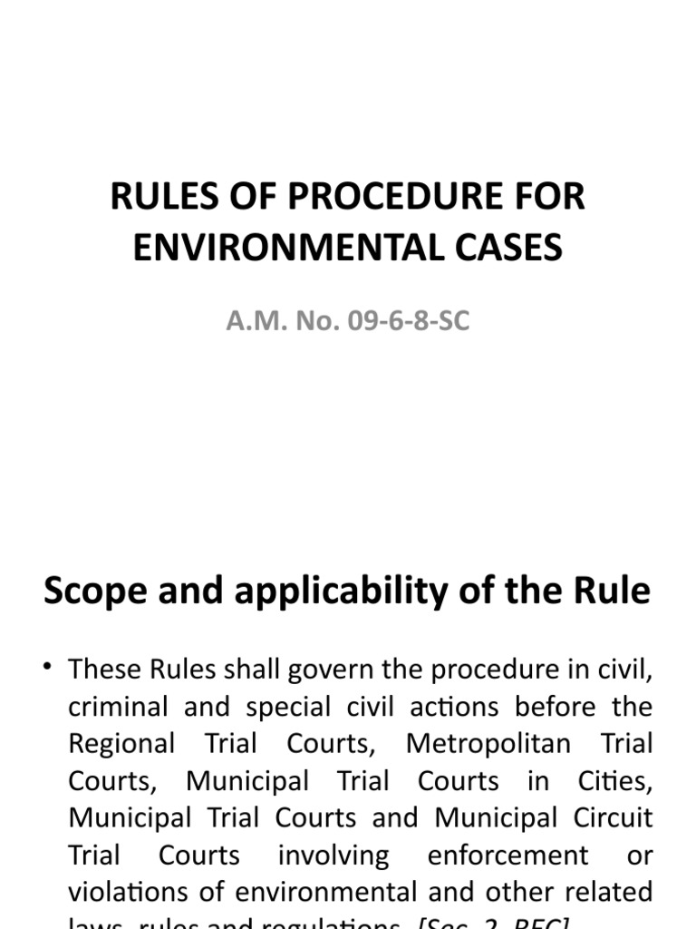 Environmental Procedure Rules Overview | PDF | Mandamus | Complaint