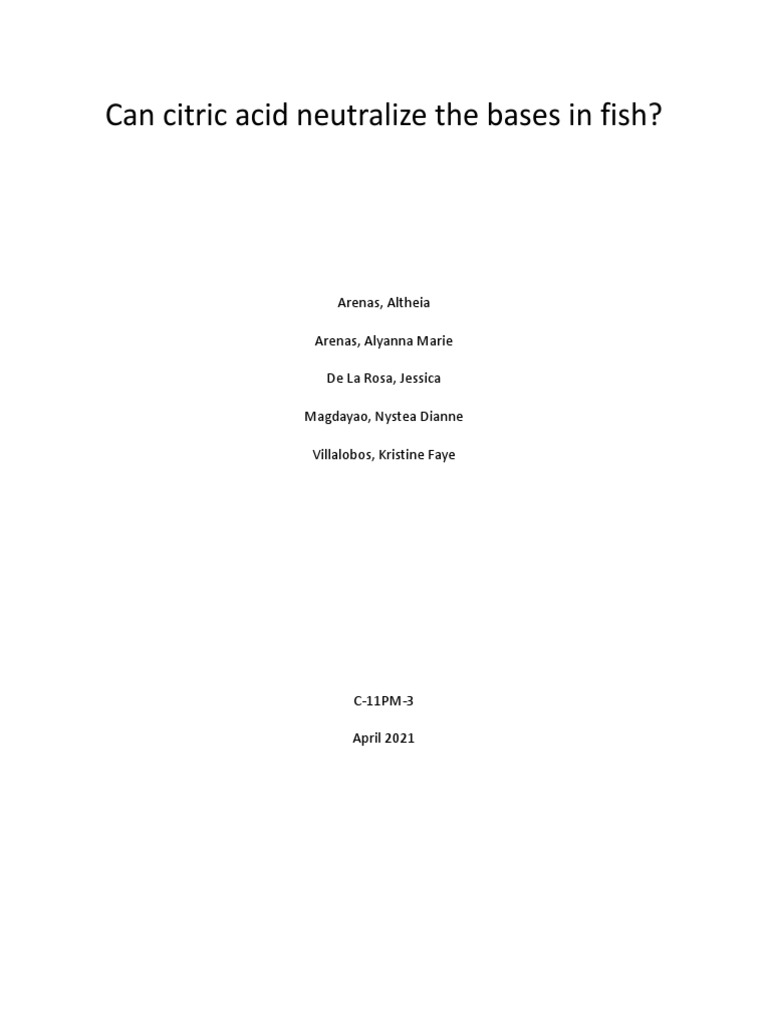 Can Citric Acid Neutralize The Bases in Fish | PDF | Odor | Foods