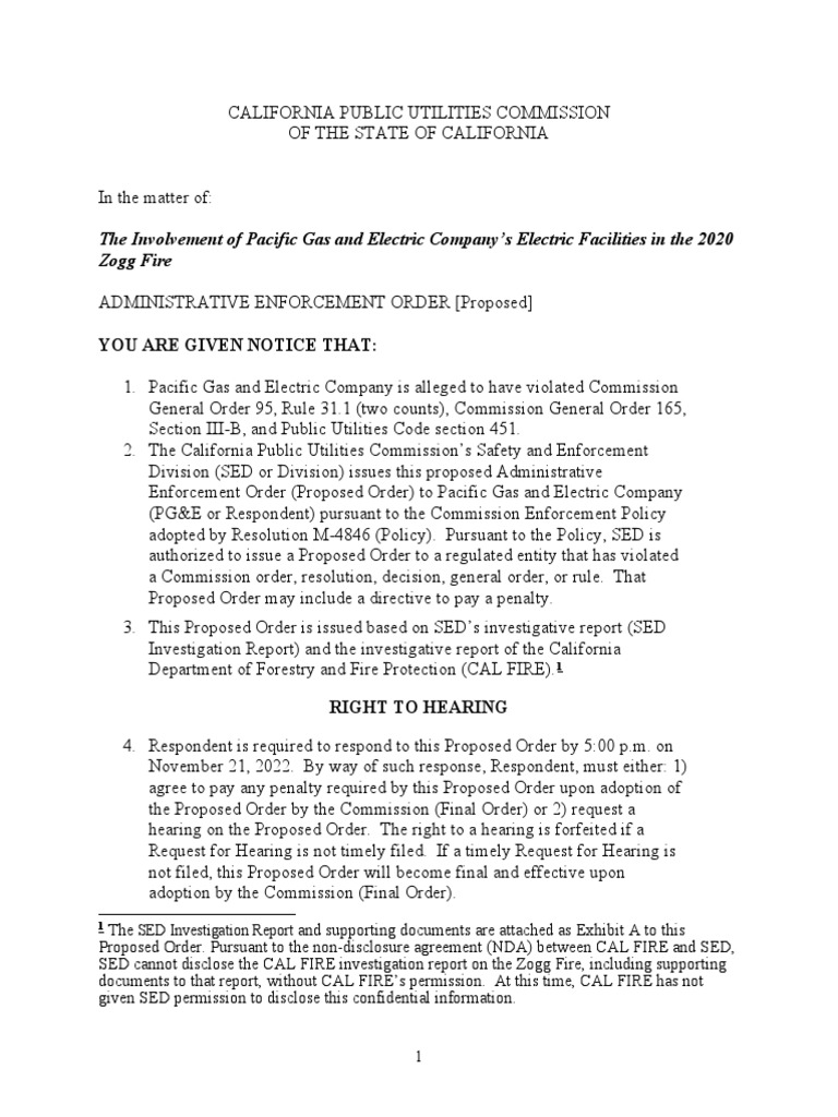 Zogg Fire SED Administrative Enforcement Order 2022-10-25 | PDF ... Zogg Fire SED Administrative Enforcement Order 2022-10-25 | PDF ...