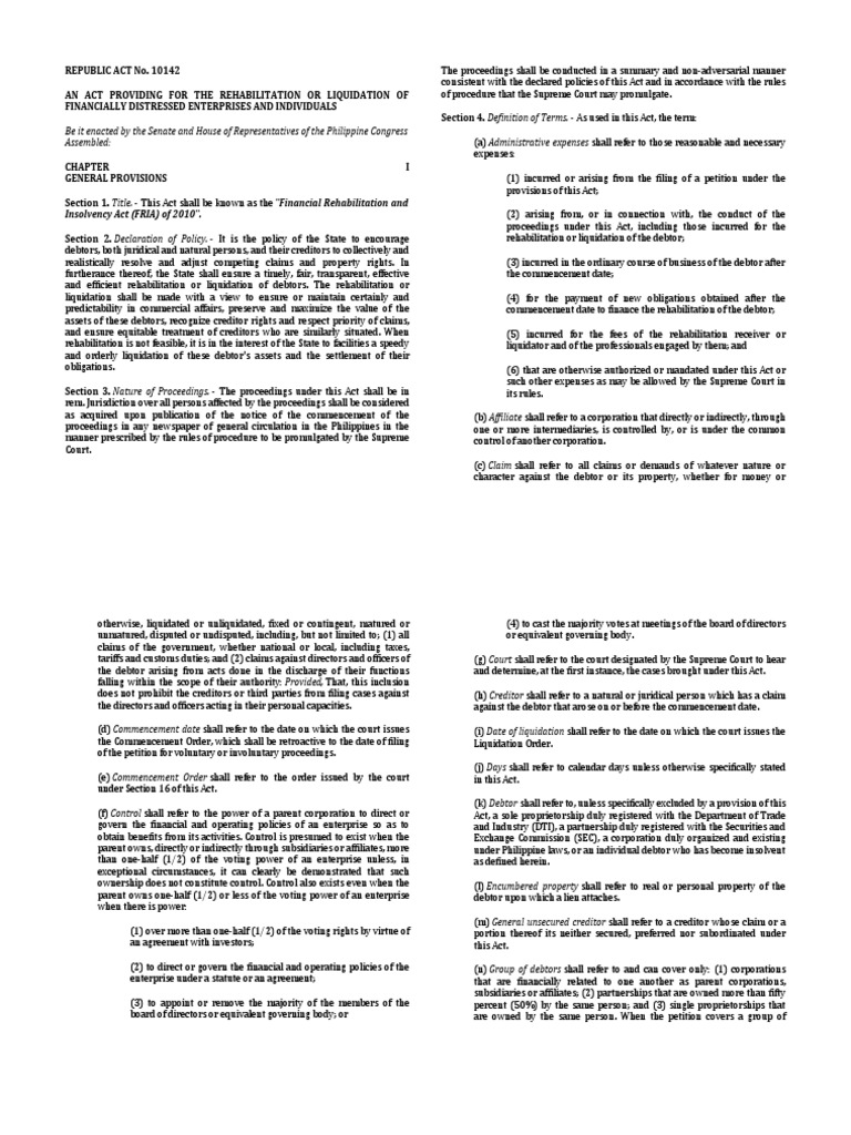Fria Law | PDF | Bankruptcy | Liquidation