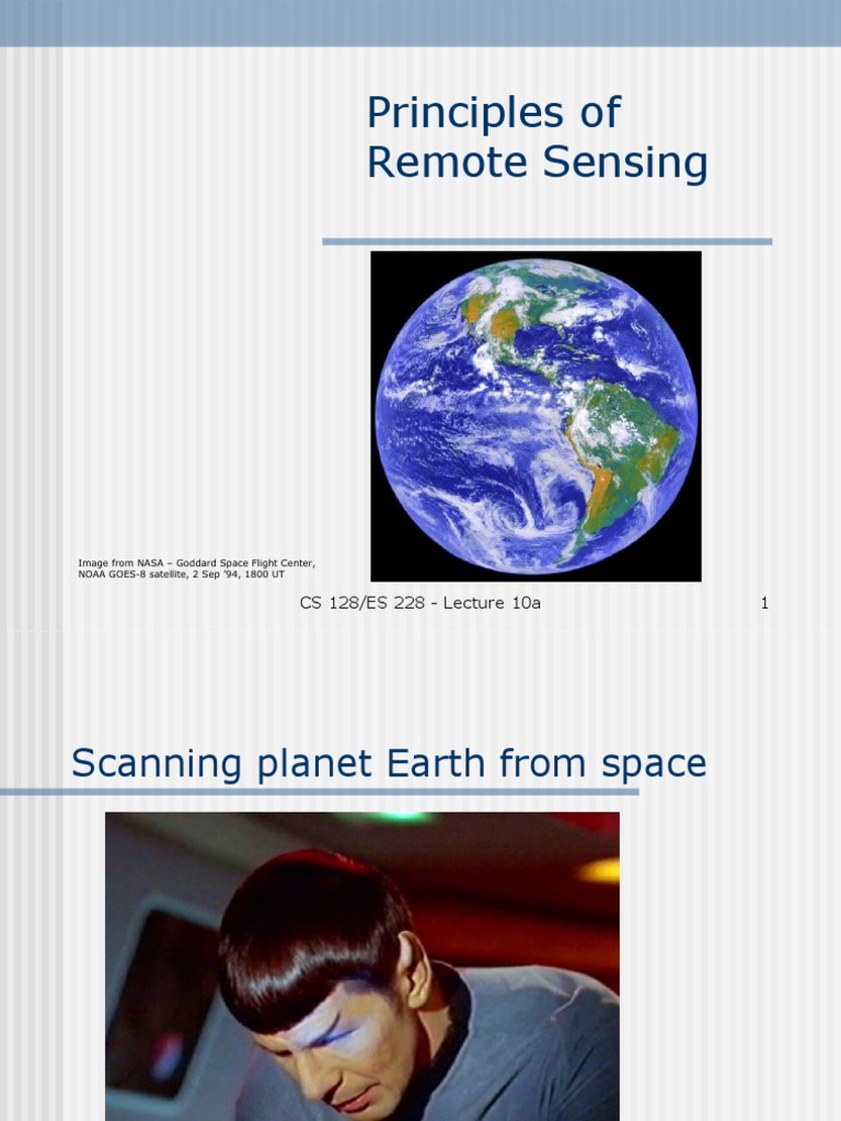 Lecture 10a Remote Sensing Pdf Satellite Imagery Infrared