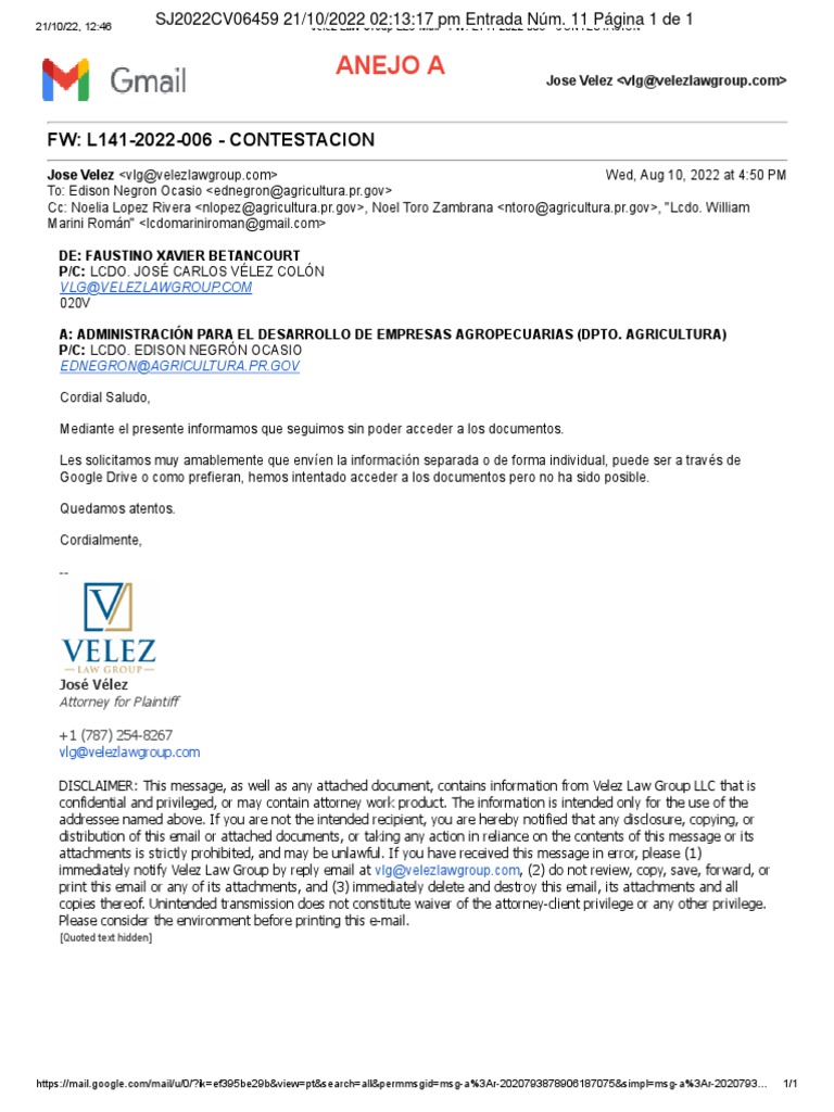 2022 - 10 - 21 Anejo A Mocion Informativa y en Solicitud de Orden (Tpi ...