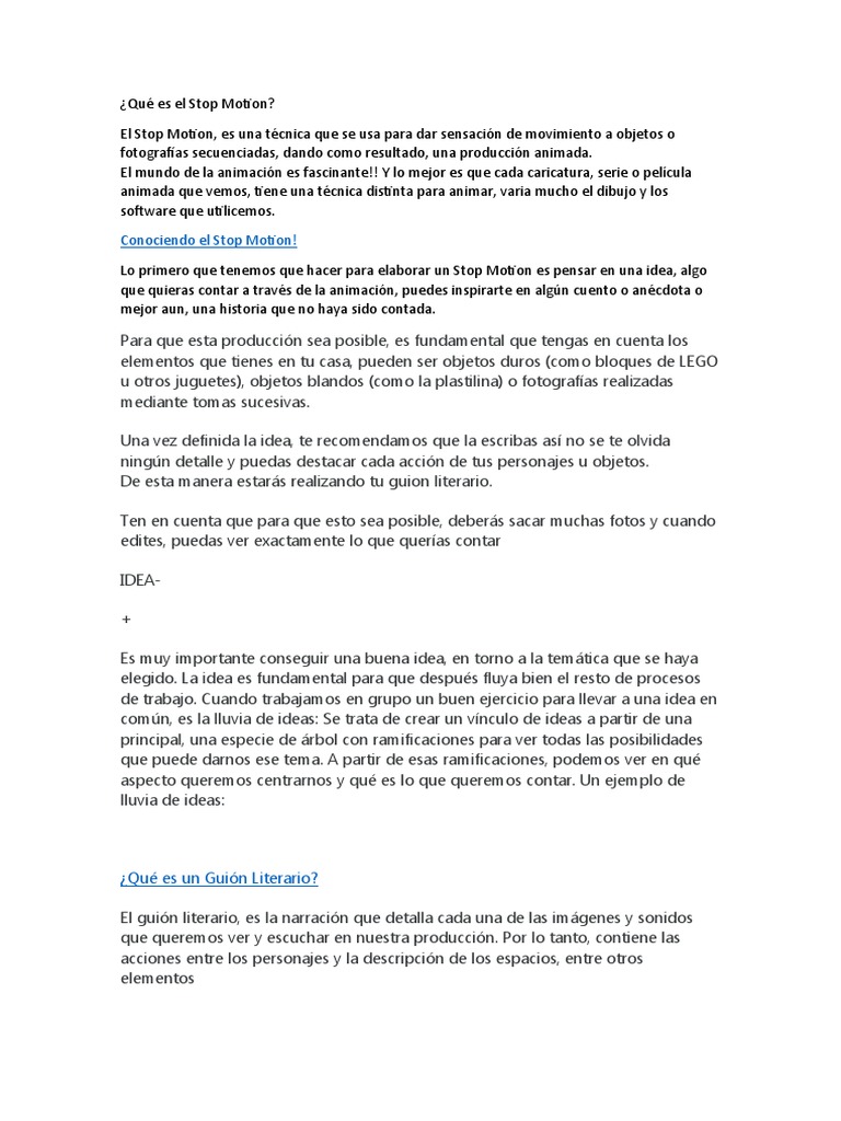 Qué Es El Stop Motion | Descargar gratis PDF | Animación Qué Es El Stop Motion | Descargar gratis PDF | Animación