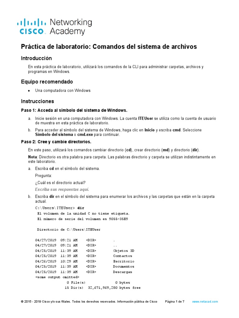 11.4.2.7 Lab - File System Commands | PDF | Archivo de computadora ... 11.4.2.7 Lab - File System Commands | PDF | Archivo de computadora ...