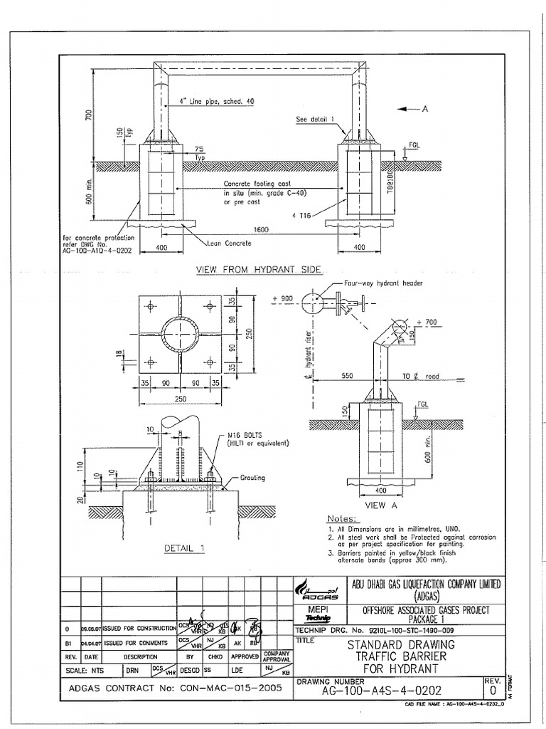 Ag-100-A4s-4-0202-R0 Standard Drawing Traffic Barrier For Hydrant | PDF