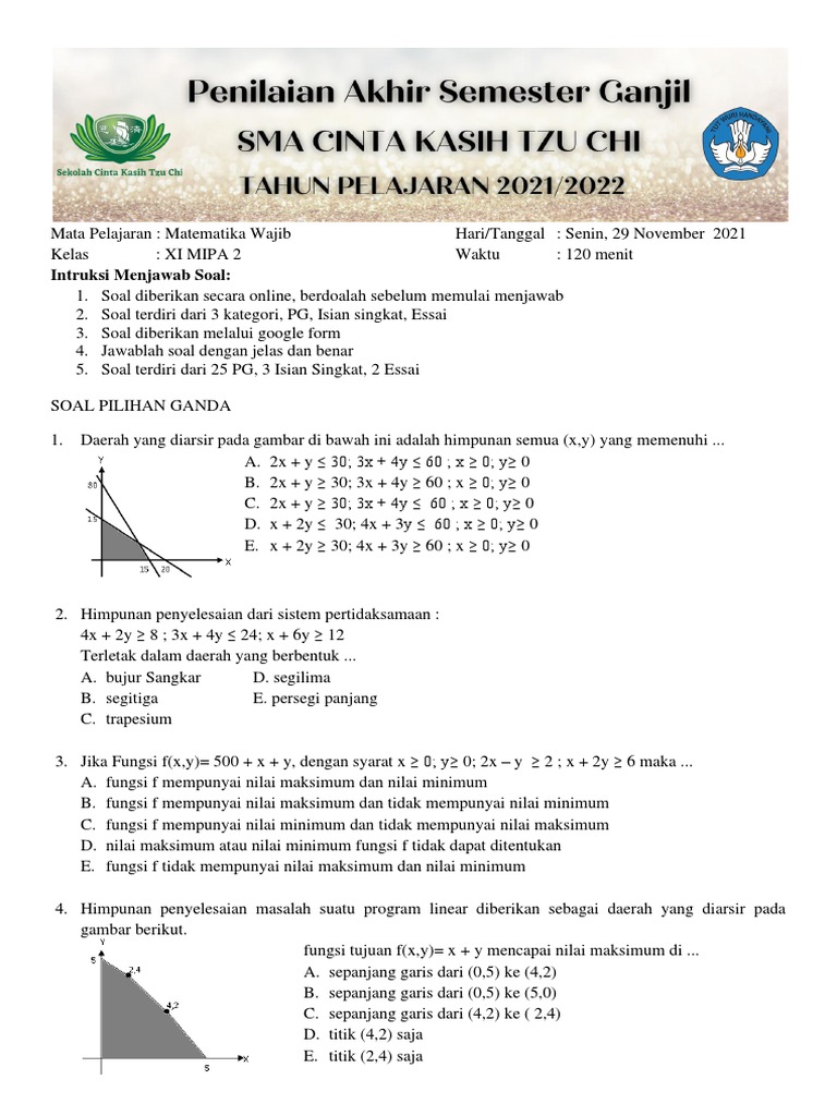 BUTIR SOAL MAT WAJIB XI MIPA 2-Dikonversi-Digabungkan | PDF