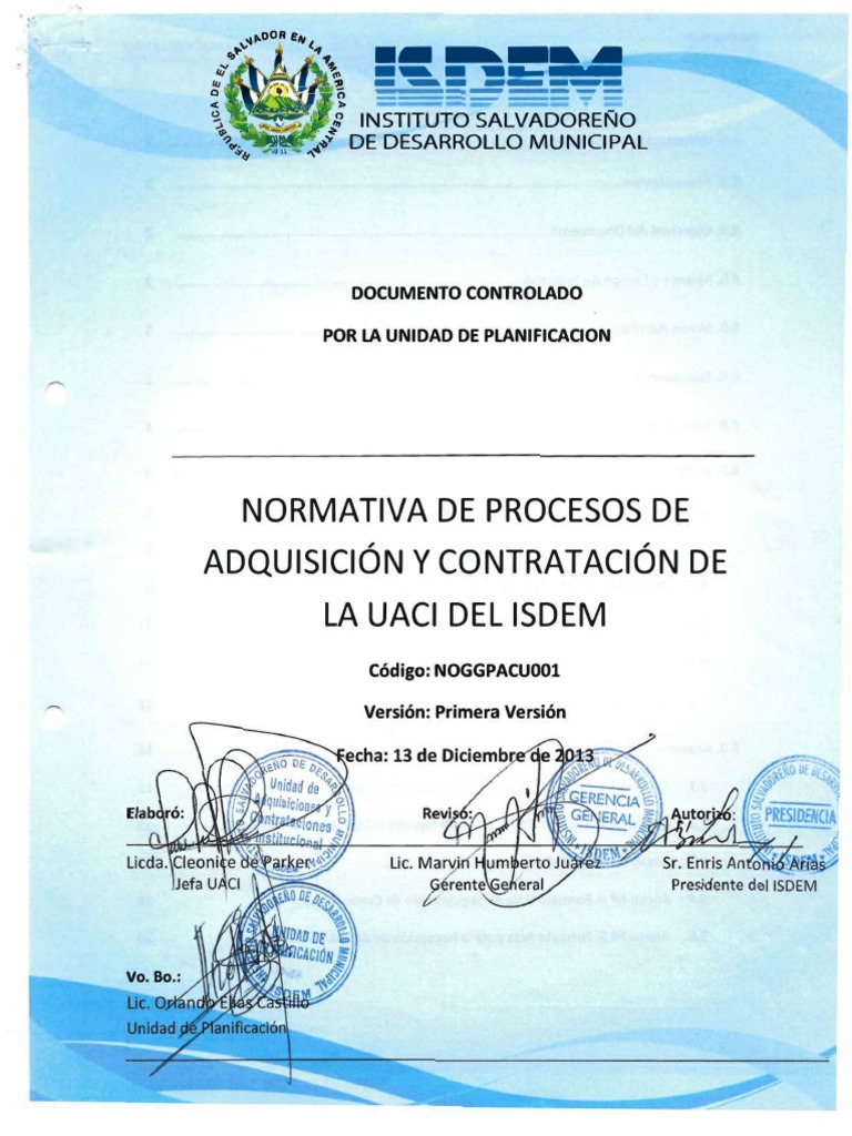 Normativa de Procesos de Adquisición y Contratación de La UACI | PDF | Presupuesto ...
