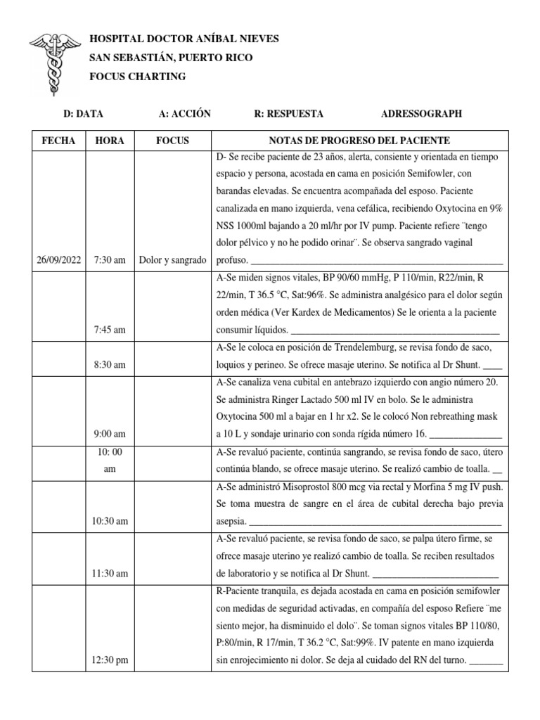 Ejemplo de Nota de Enfermería | PDF | Ciencias de la Salud | Cuidado de ...