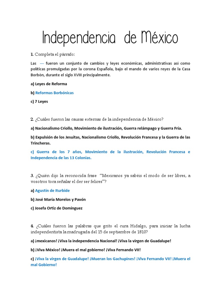 Juego de La Independencia | PDF | Folklore Mexicano | México independiente