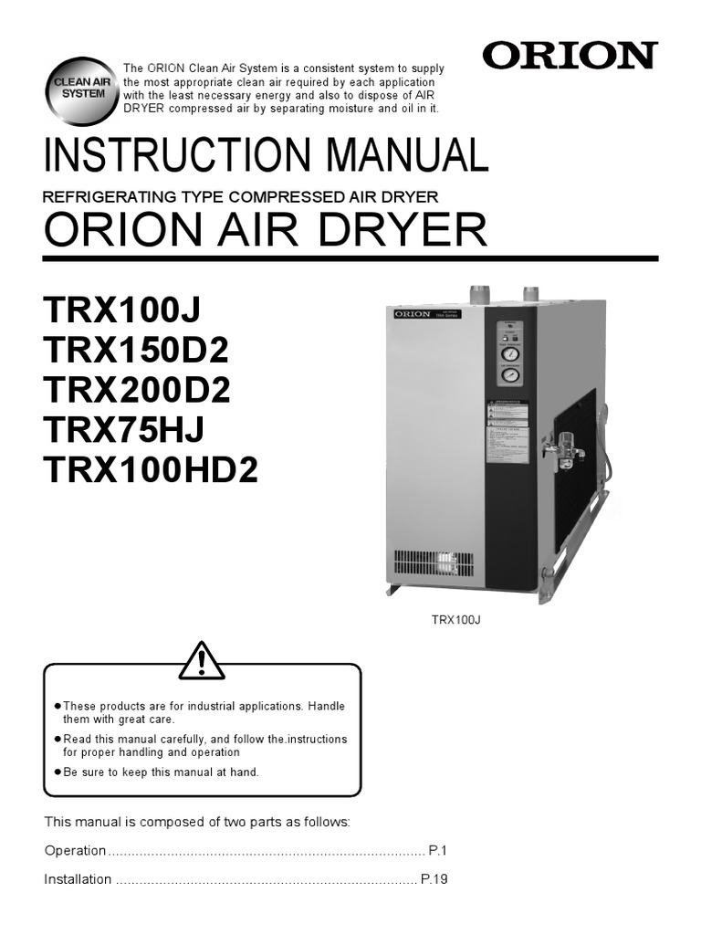 Orion TRX100J - 150D2 - 200D2 - 75HJ - 100HD2 | PDF | Heat Exchanger ...