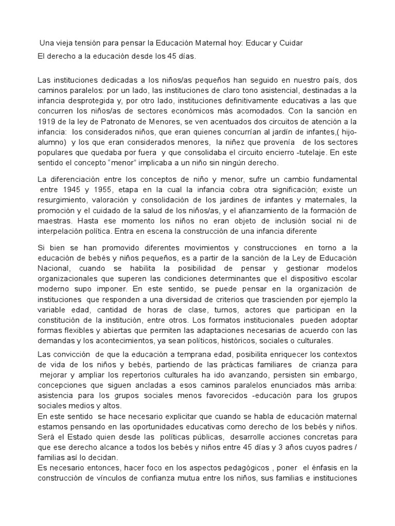 Educar y Cuidar. Liliana Labarta. Voces Del Fenix. #66 | PDF | Educación de la primera infancia ...