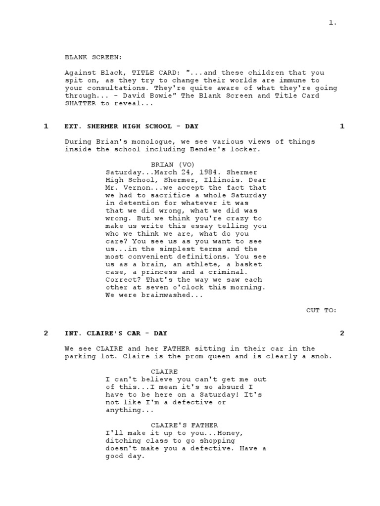 The Breakfast Club Guion | PDF
