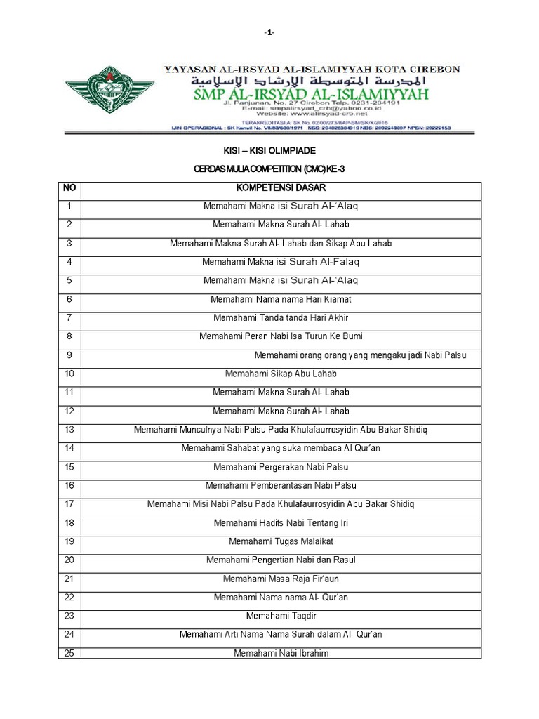 Kisi Olimpiade Pai CMC | PDF | Agama & Spiritualitas