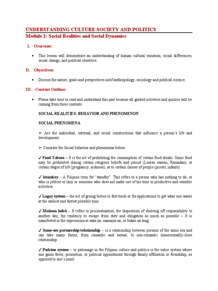 Module 2 Social Realities and Social Dynamics | PDF | Selfie ...